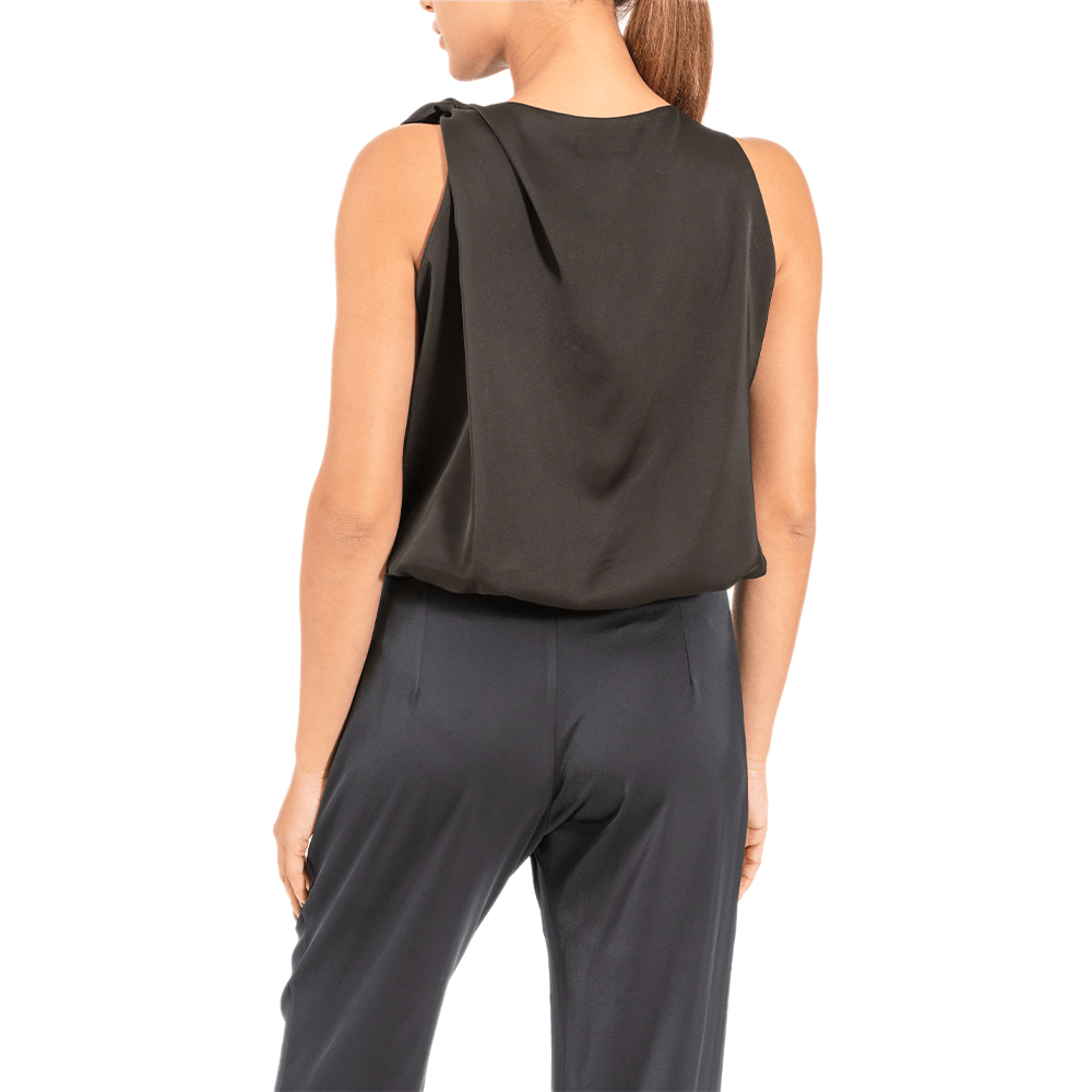 Top Seda Drapeado Negro - Unity Stores