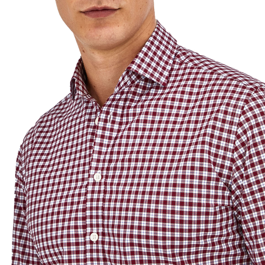 Shirt Two Colour Poplin Chk Red Blue - Unity Stores