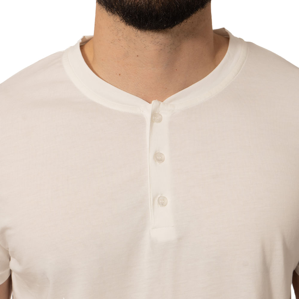 T-Shirt Algodon Pima Henley White - Unity Stores