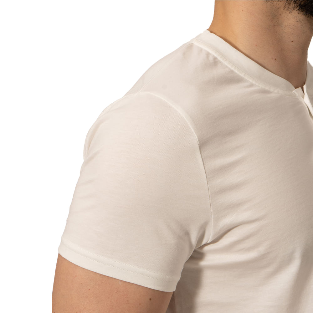T-Shirt Algodon Pima Henley White - Unity Stores