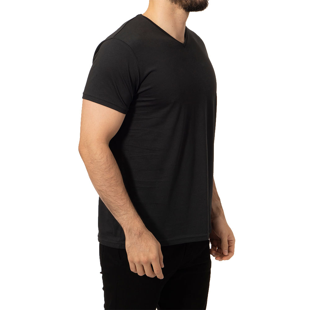 T-Shirt Algodon Pima V Neck Jet Black - Unity Stores