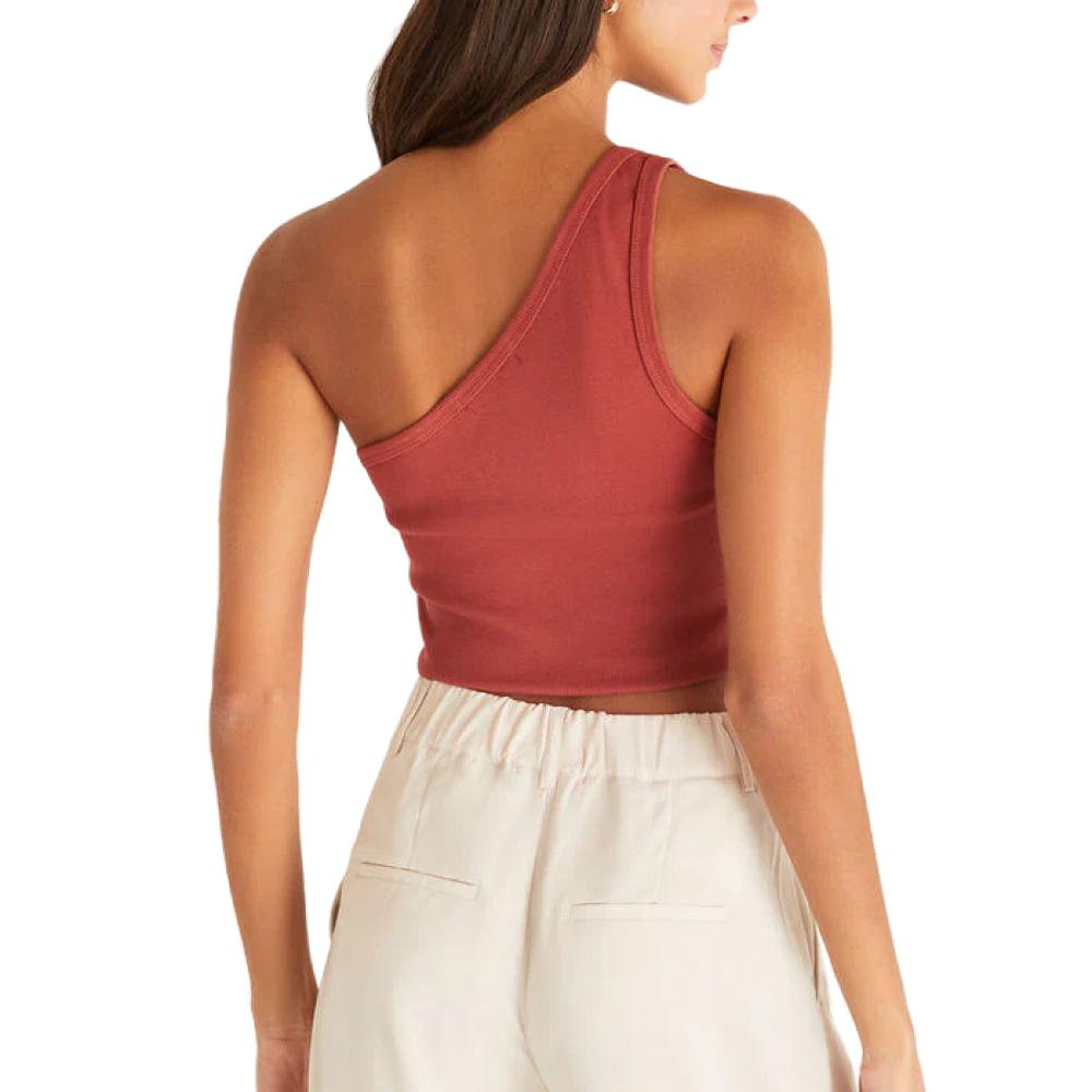 Toni One Shoulder Rib Tank Rouge - Unity Stores